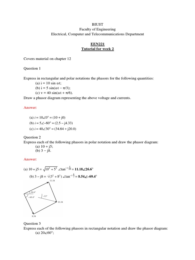 Tutorial - Week02 - chpt12 - With Answers | PDF | Electrical Impedance | Series And Parallel ...