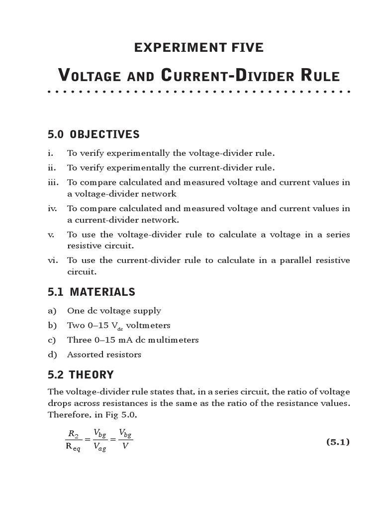 LAb - 02 - Voltage and Current Divider Rule | PDF | Physical Quantities ...