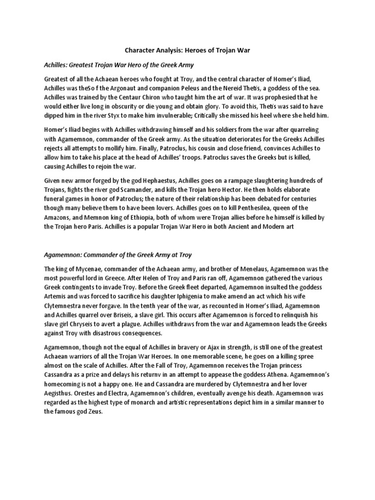 Trojan War Heroes: Character Analysis | PDF | Trojan War | Agamemnon