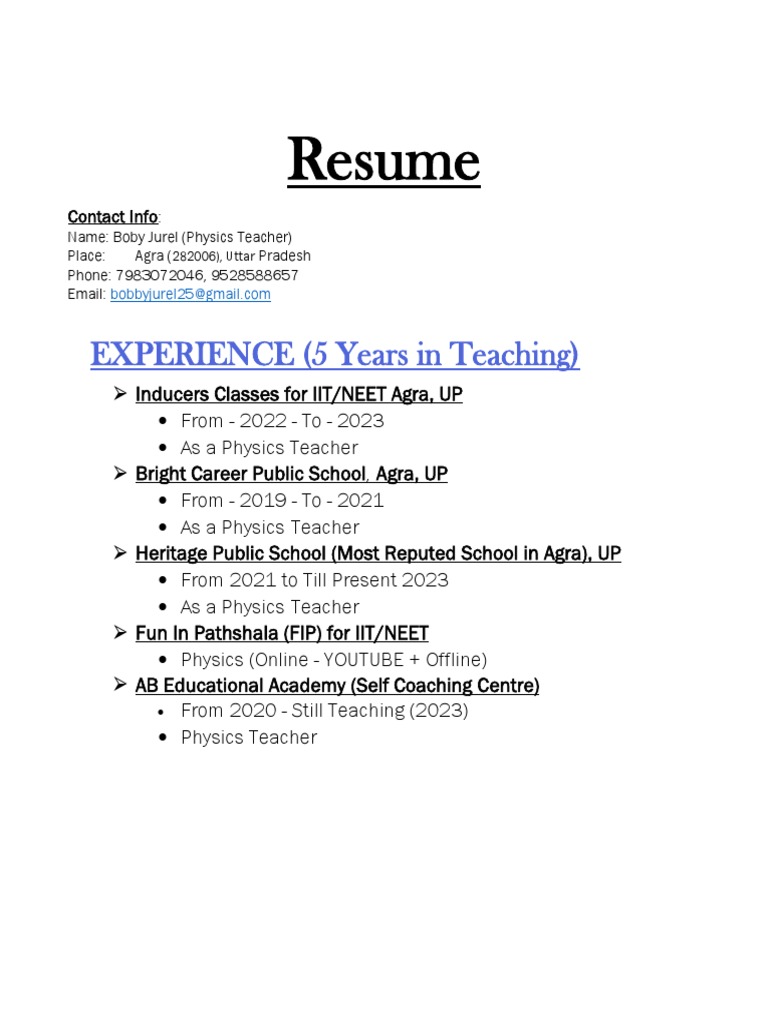 Physics Resume | PDF