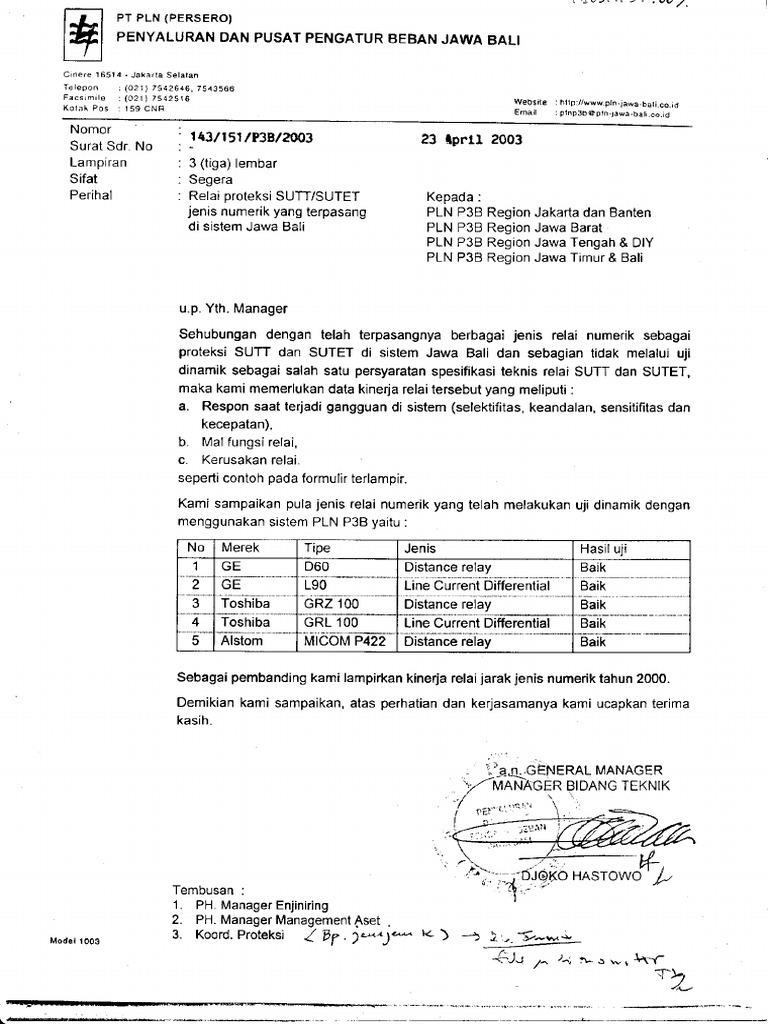 Rele Proteksi SUTT PLN P3B | PDF