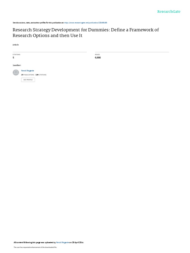Research Strategy Development For Dummies Define A | PDF | Methodology ...