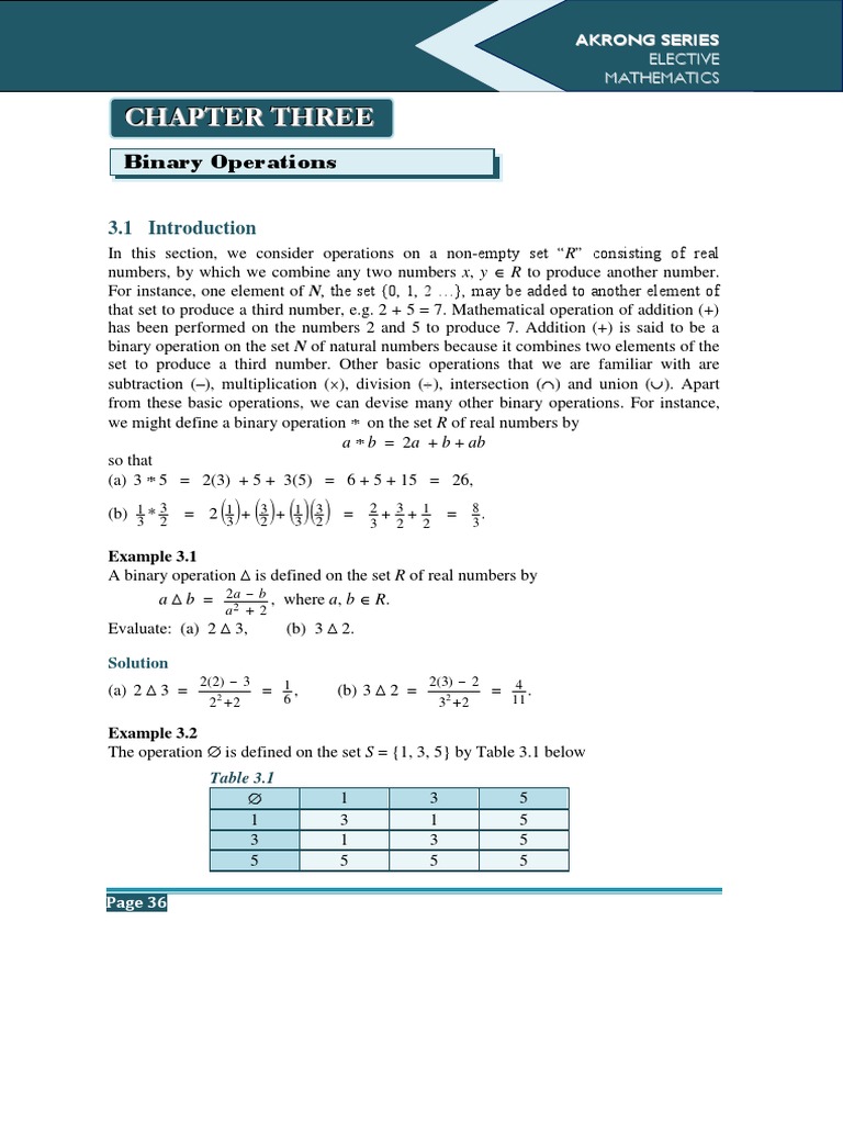 Binary Operations in Mathematics | PDF | Real Number | Numbers