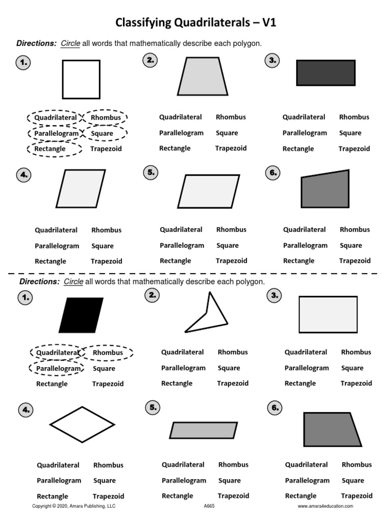 Classifying Quadrilateral Practice | PDF
