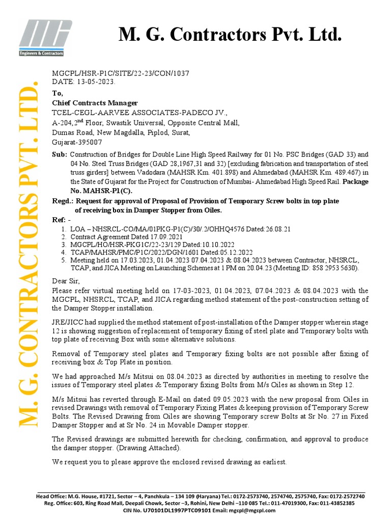 Approval Request for Bridge Project | PDF