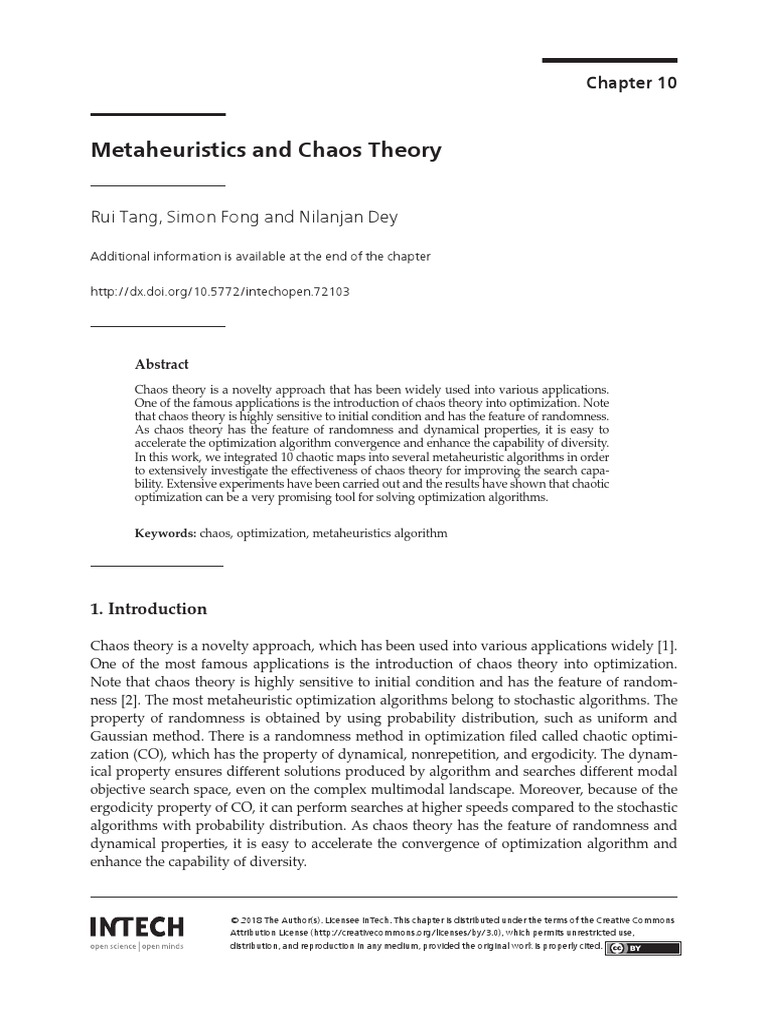 Metaheuristics And Chaos Theory Pdf Metaheuristic Chaos Theory