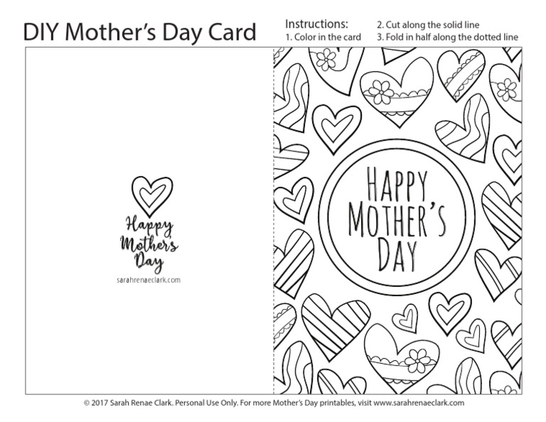 Mothers Day Card Black and White | PDF