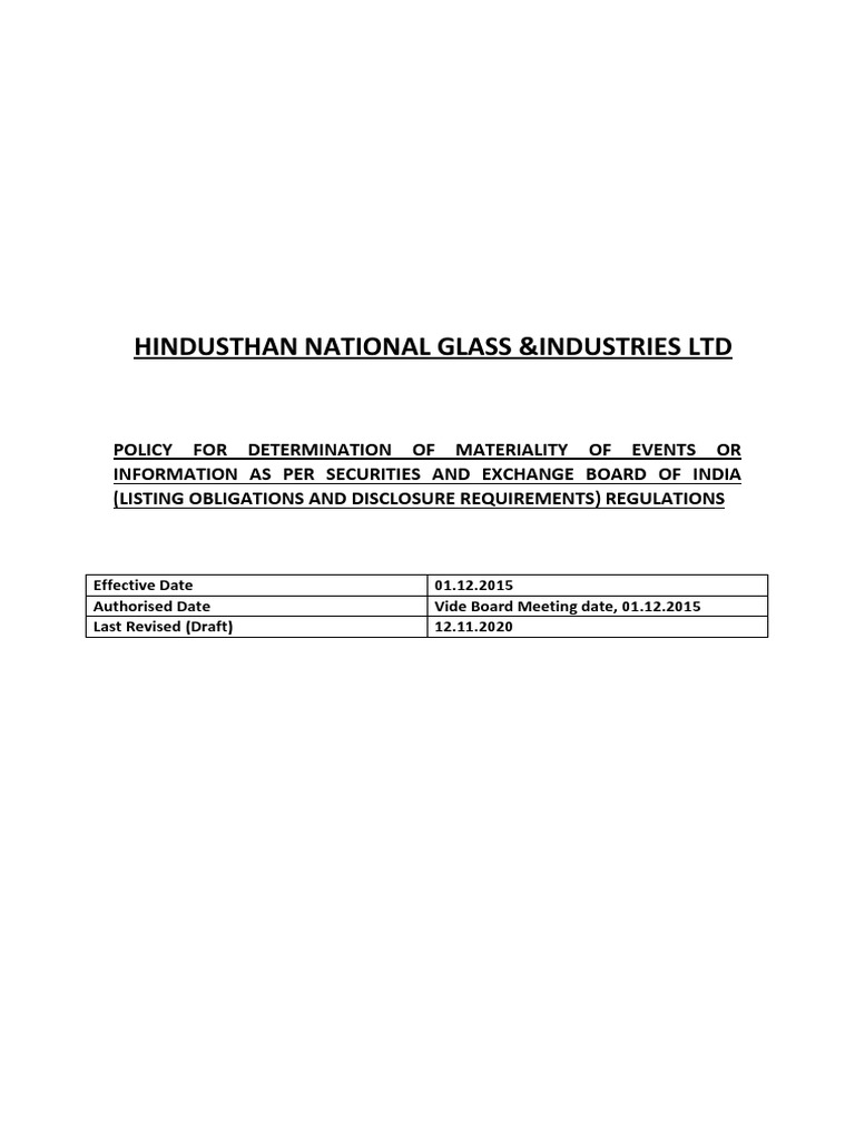 Hindusthan National Glass &industries LTD | PDF