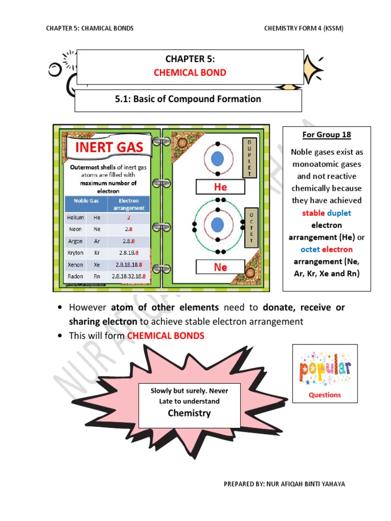 Nota Chapter 5 Chemical Bonds | PDF | Chemical Bond | Chemical Compounds