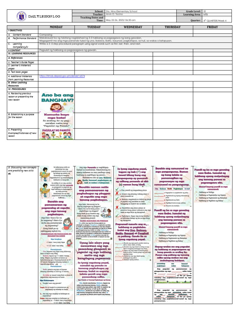 DLL Quarter 4 Week 4 MTB 3 | PDF