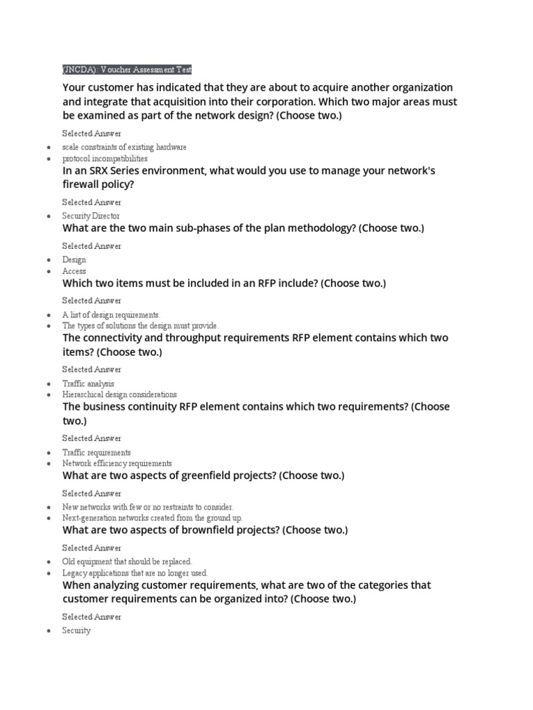 Juniper Network Design Assessment Guide | PDF | Computer Network ...