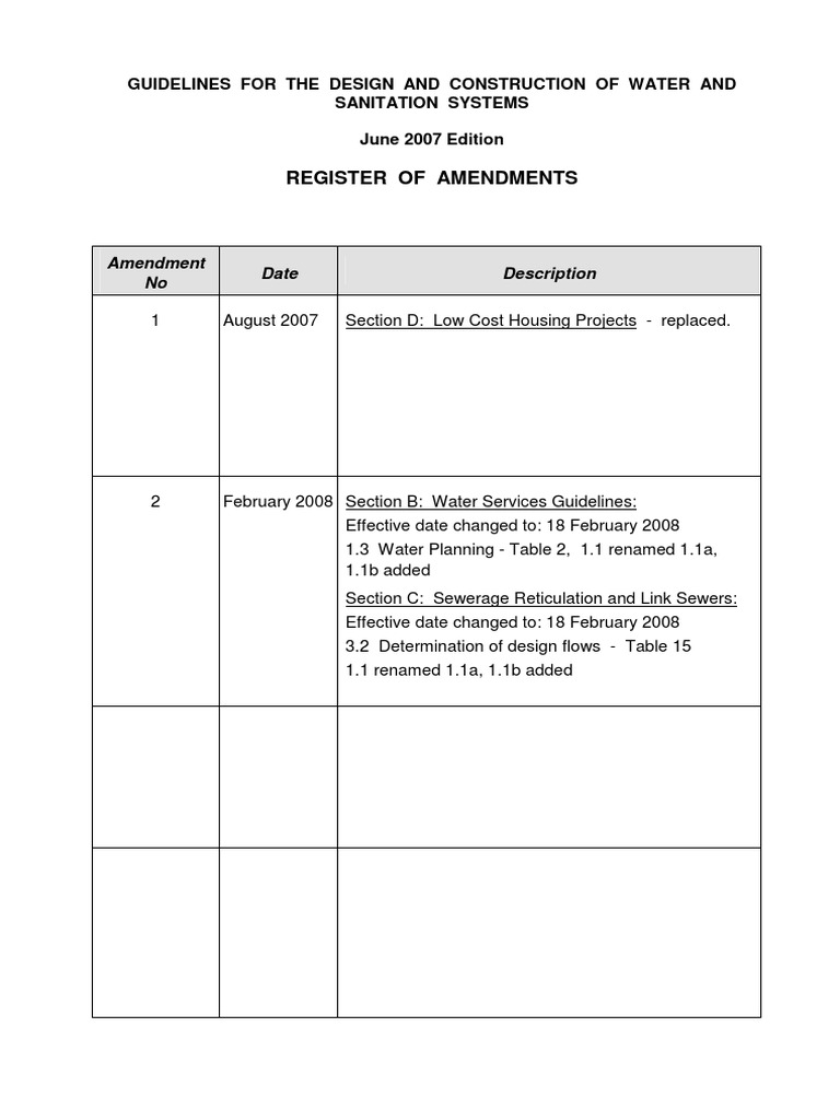 CoT - W-S Guideline Amendments 18febr2008 | PDF | Sewerage | Water ...