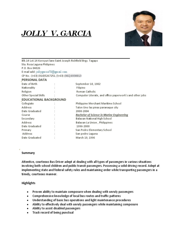 Bus Driver CV | PDF | Bus | Transport