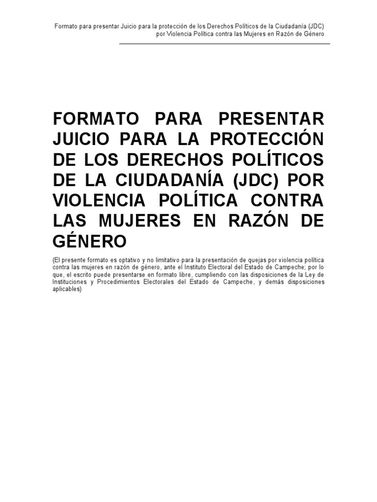 Formato Escrito JDC | PDF | La violencia contra las mujeres | Convenio europeo de derechos humanos