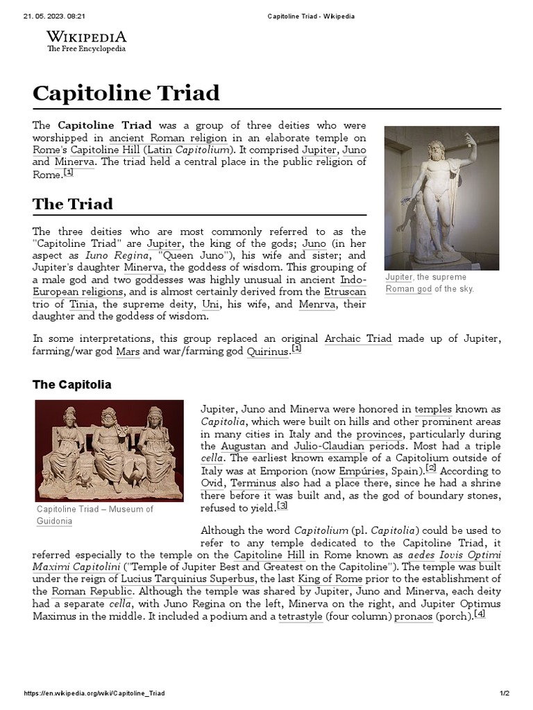 Capitoline Triad - Wikipedia | PDF | Ancient Roman Religion | Deities