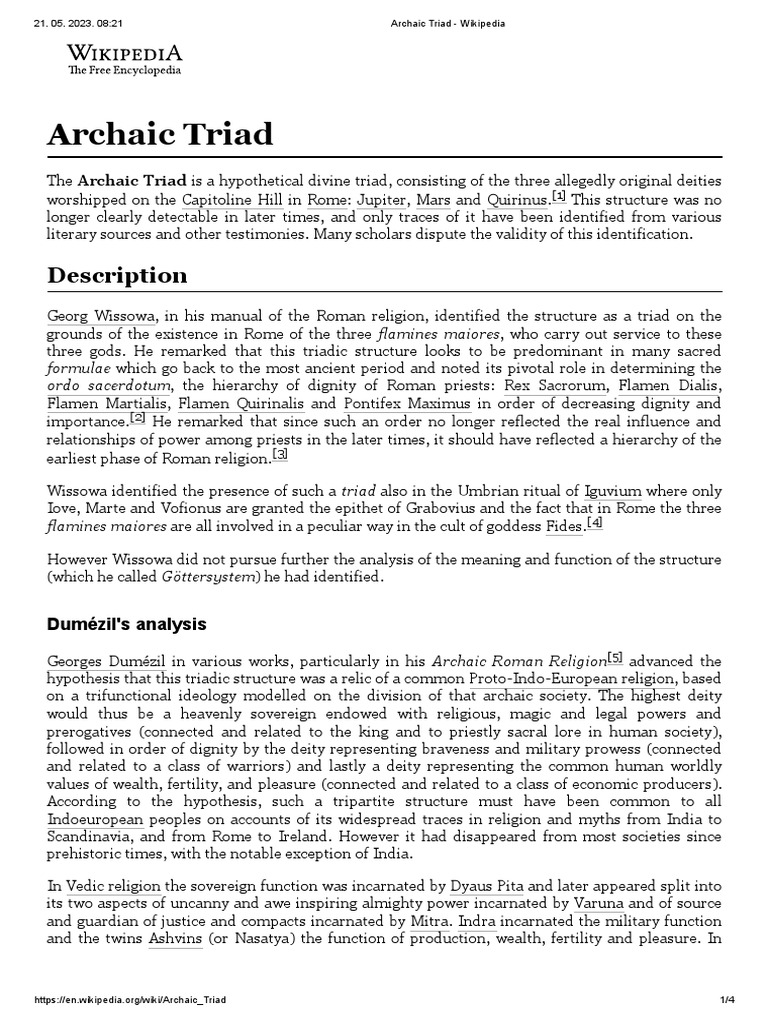 Archaic Triad - Wikipedia | PDF | Ancient Roman Religion | Polytheism