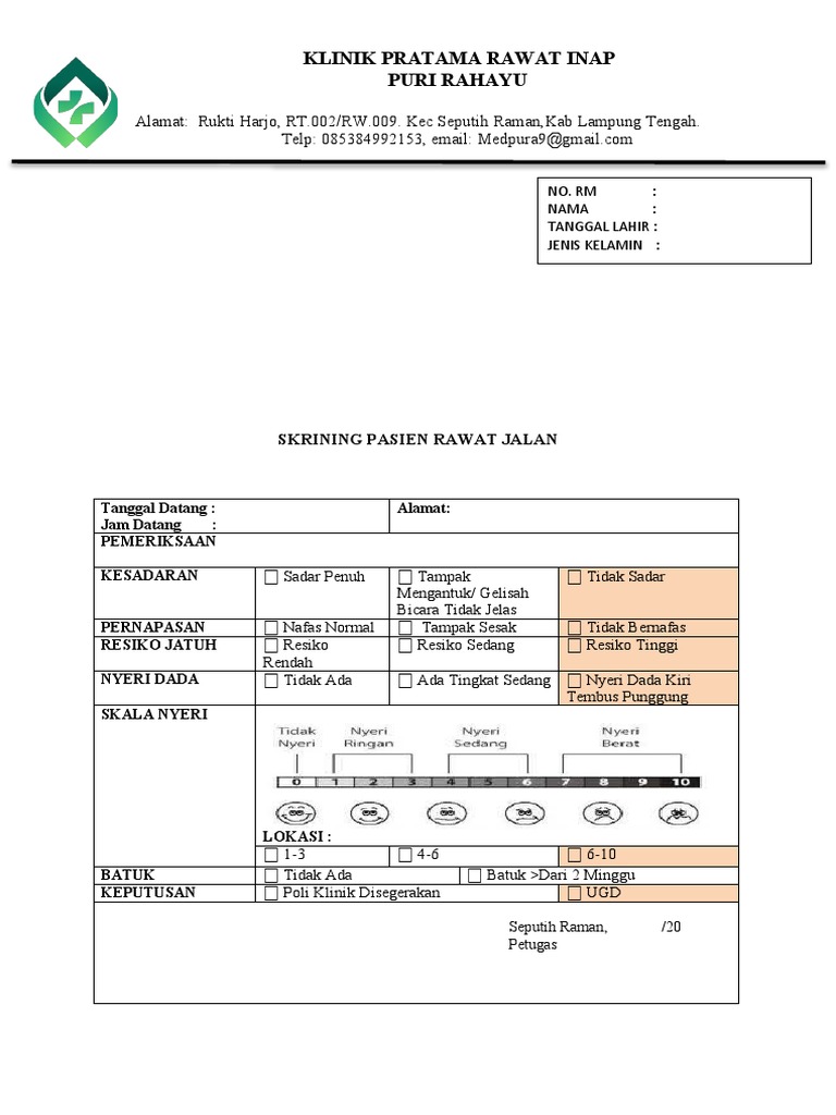 ep 4 FORM SKRINING PASIEN RAWAT JALAN | PDF