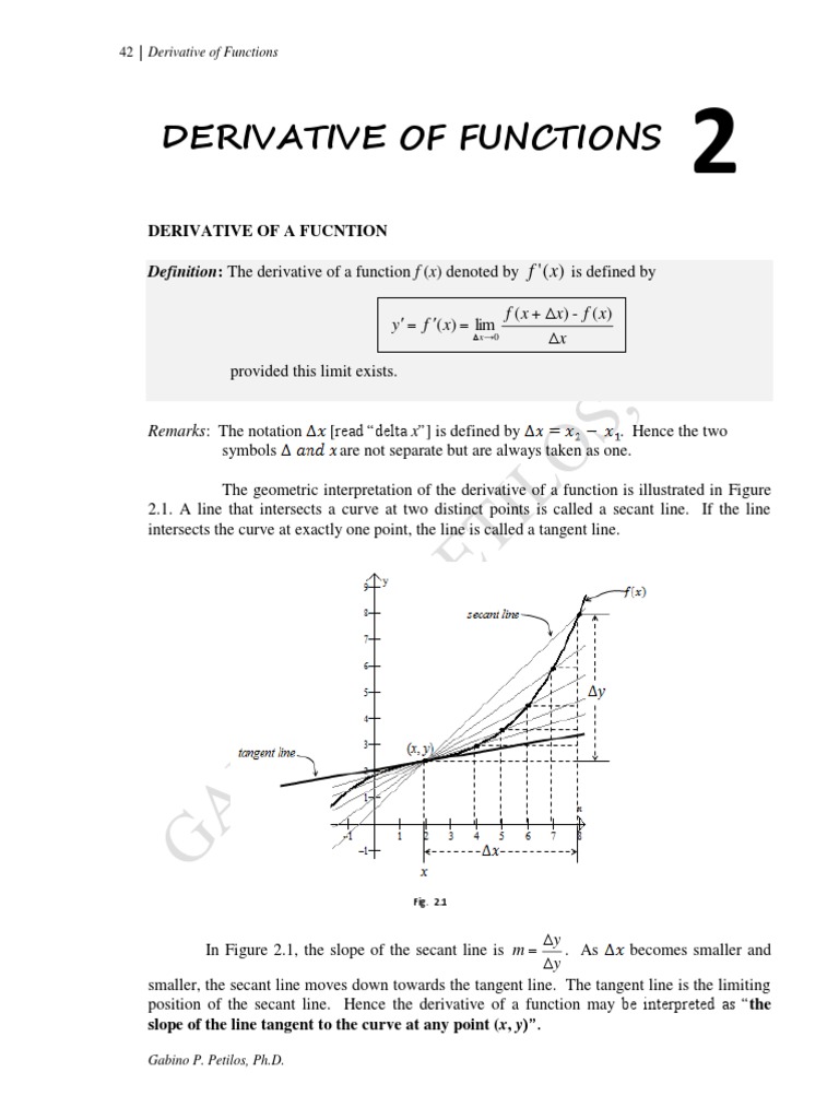 Resource Material 2 Derivative Of Functions Pdf Tangent Derivative