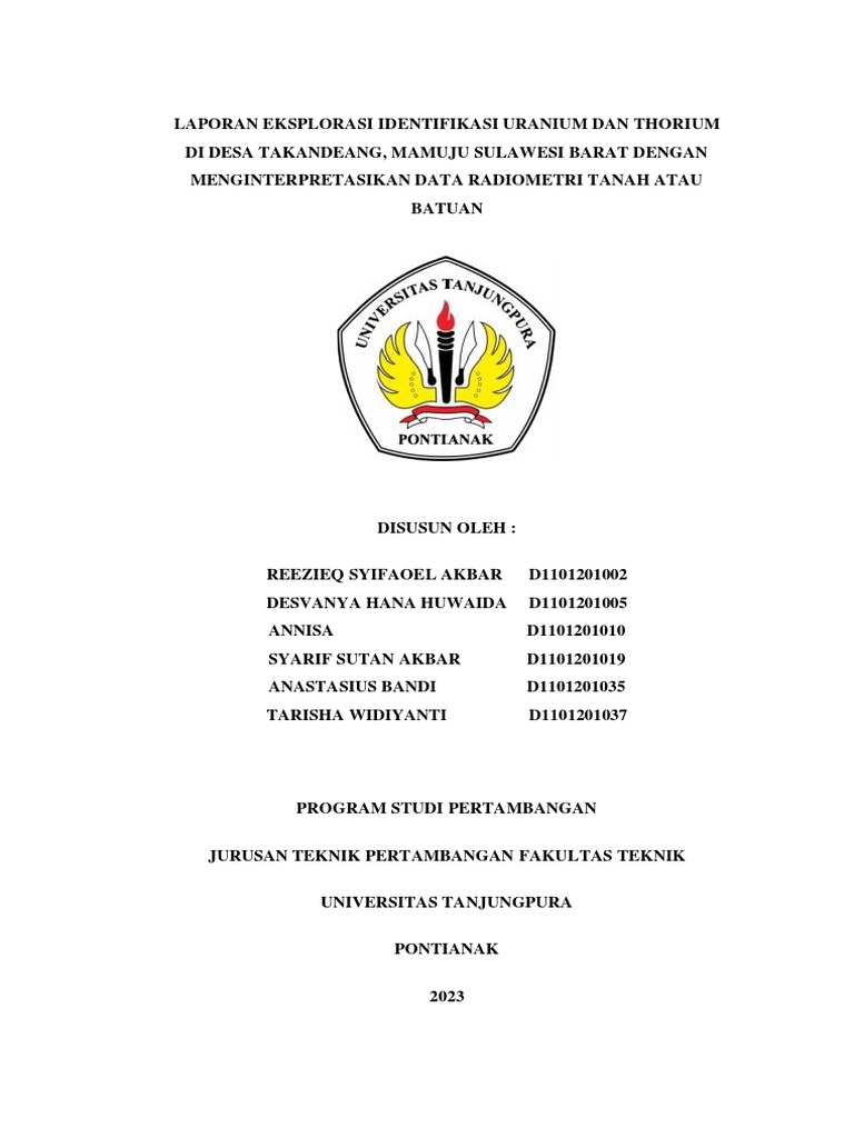 Contoh Laporan Eksplorasi Identifikasi Uranium Dan Thorium Mamuju | PDF