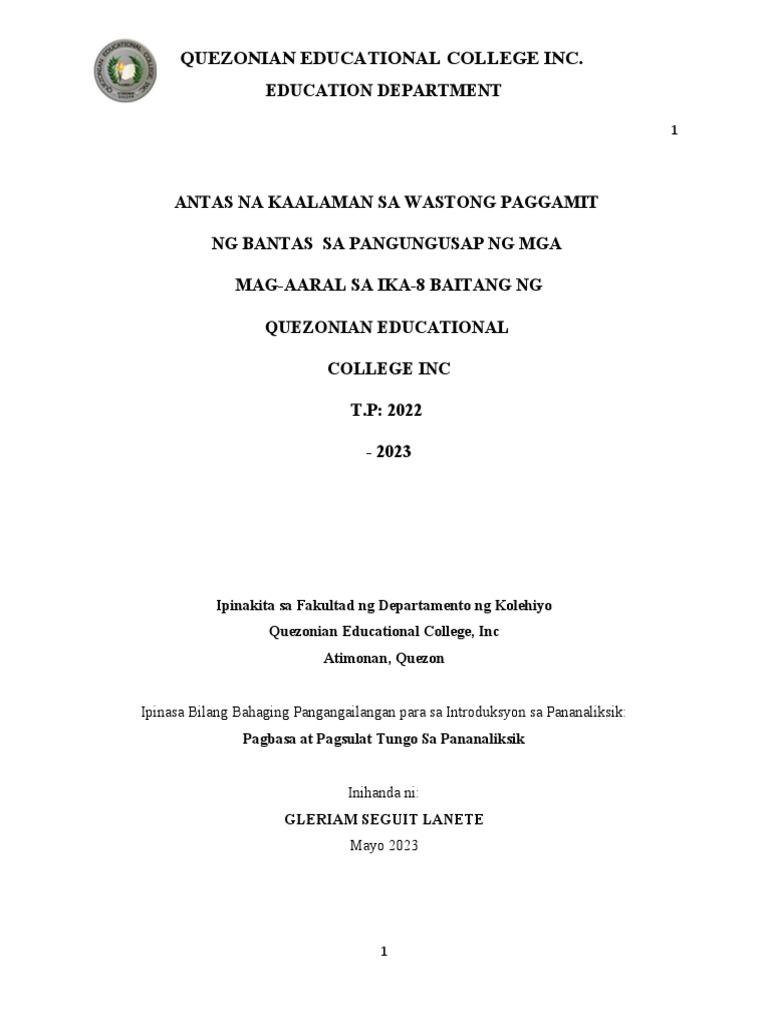 Gleriam Baby Thesis | PDF