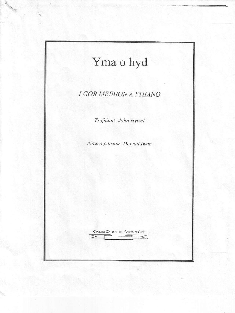 Yma O Hyd Sheet Music | PDF