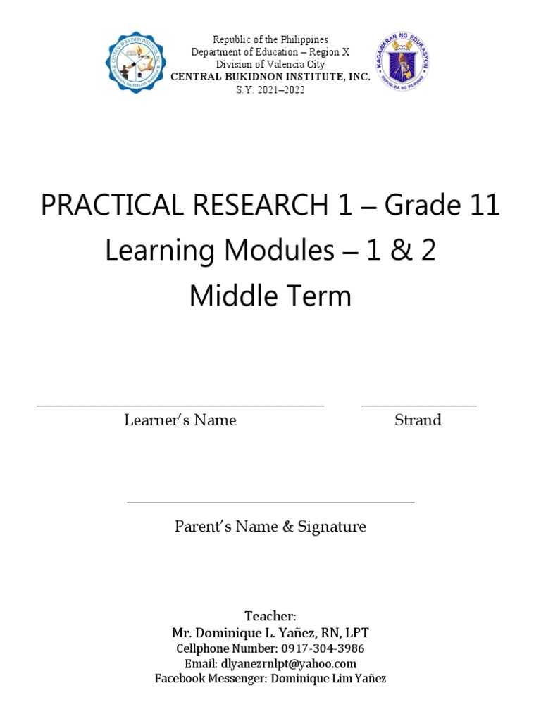 MidTerm PR1 Module 1 and 2 | PDF | Quantitative Research | Qualitative ...