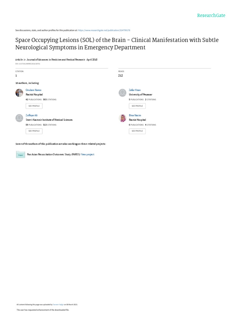 Space Occupying Lesions SOL of The Brain - Clinica | PDF | Brain Tumor ...