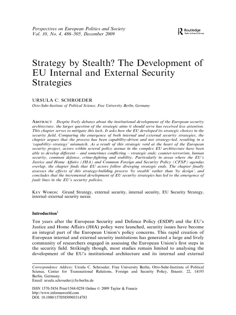 Strategy by Stealth The Development of EU Internal and External ...