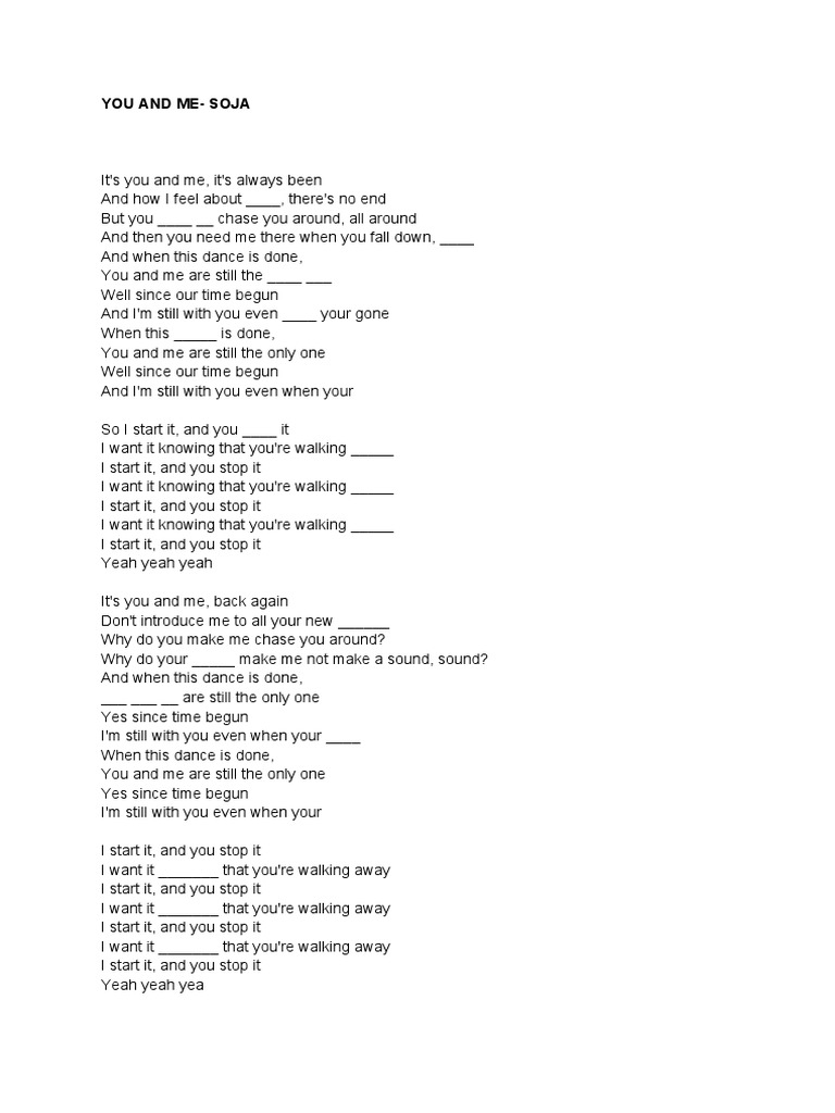 YOU AND ME- SOJA | PDF