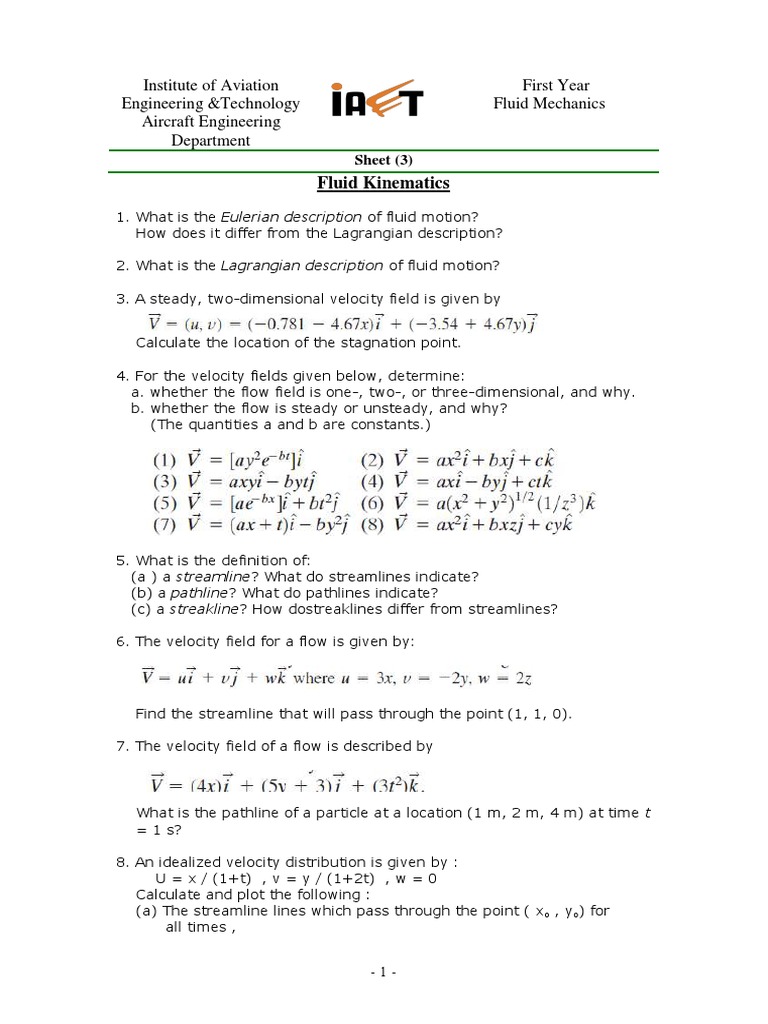 Fluid Kinematics | PDF