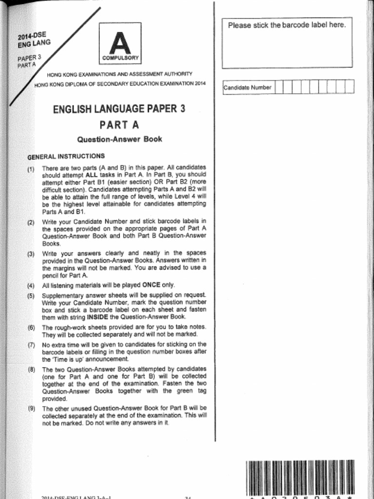 2014 English P3 Listening Question | PDF