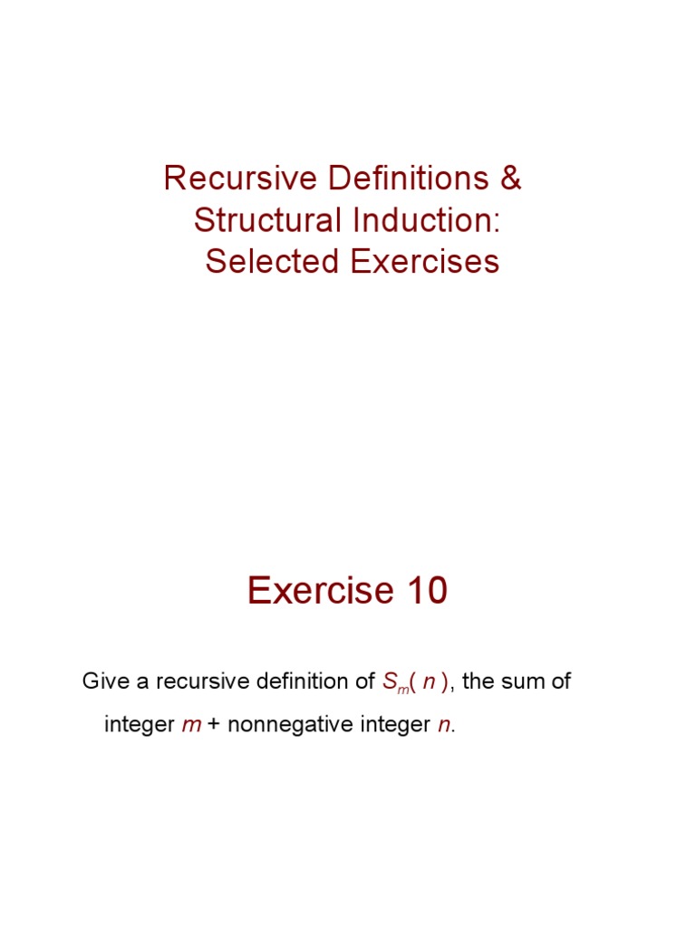 Recursive Definitions & Structural Induction: Selected Exercises | PDF