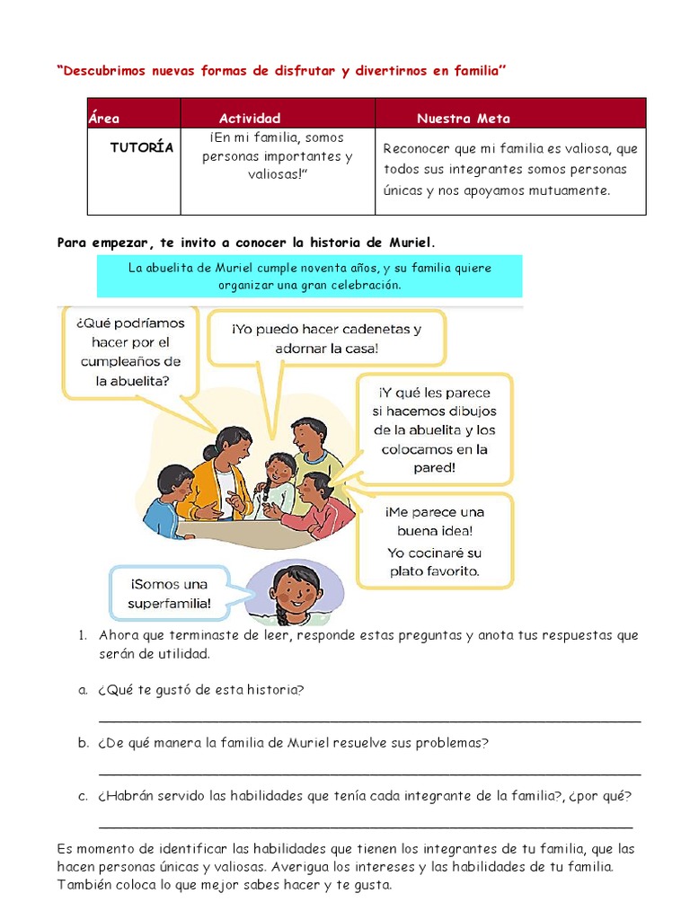 En Mi Familia Todos Somos Importantes | PDF | Cognición | Ciencia cognitiva