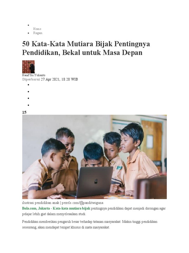 Mutiara Bijak Pentingnya Pendidikan | PDF