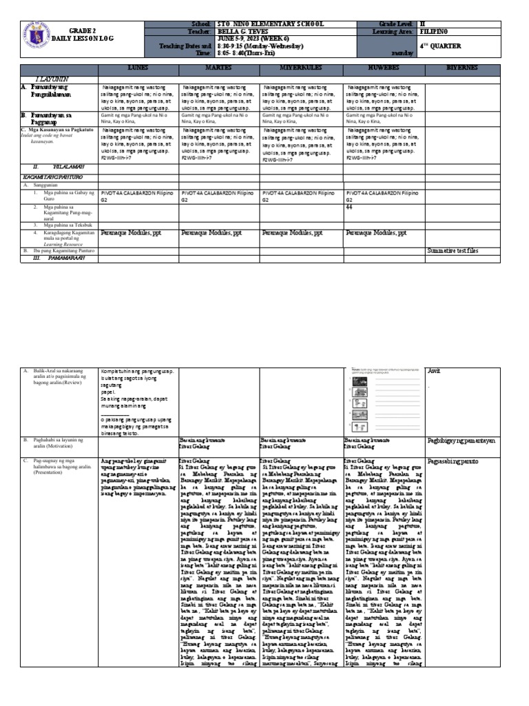 DLL Filipino2 Q4 W6 | PDF