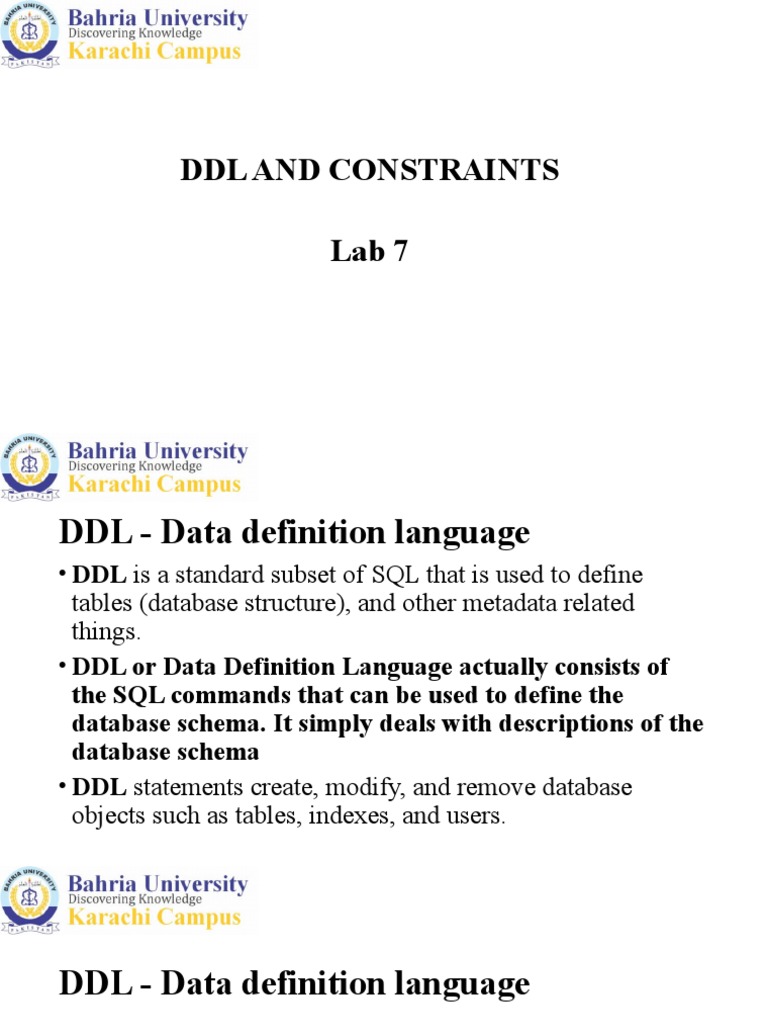 SQL DDL & Constraints Guide | PDF | Relational Database | Information Technology Management