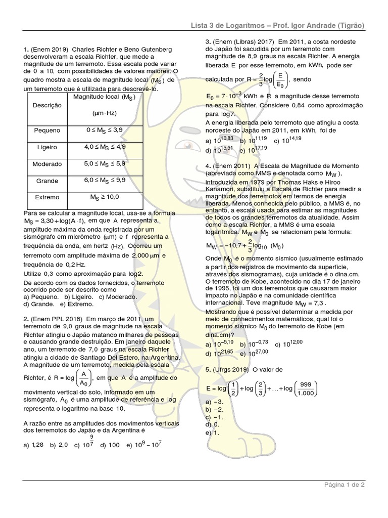Lista 3 de Logaritmos | PDF