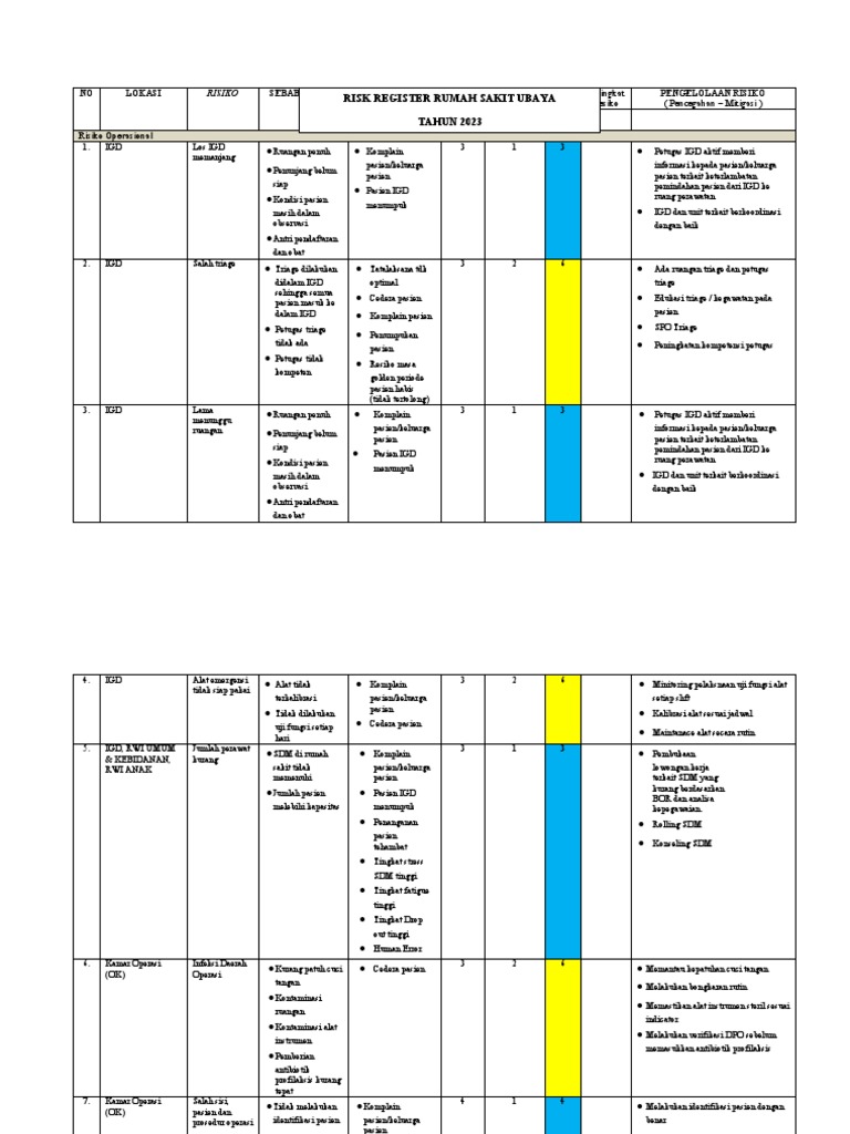 Risk Register Down Grade | PDF