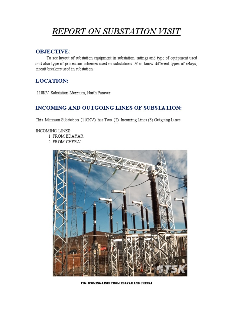 Mannam Substation Visit Report | PDF | Electrical Substation ...