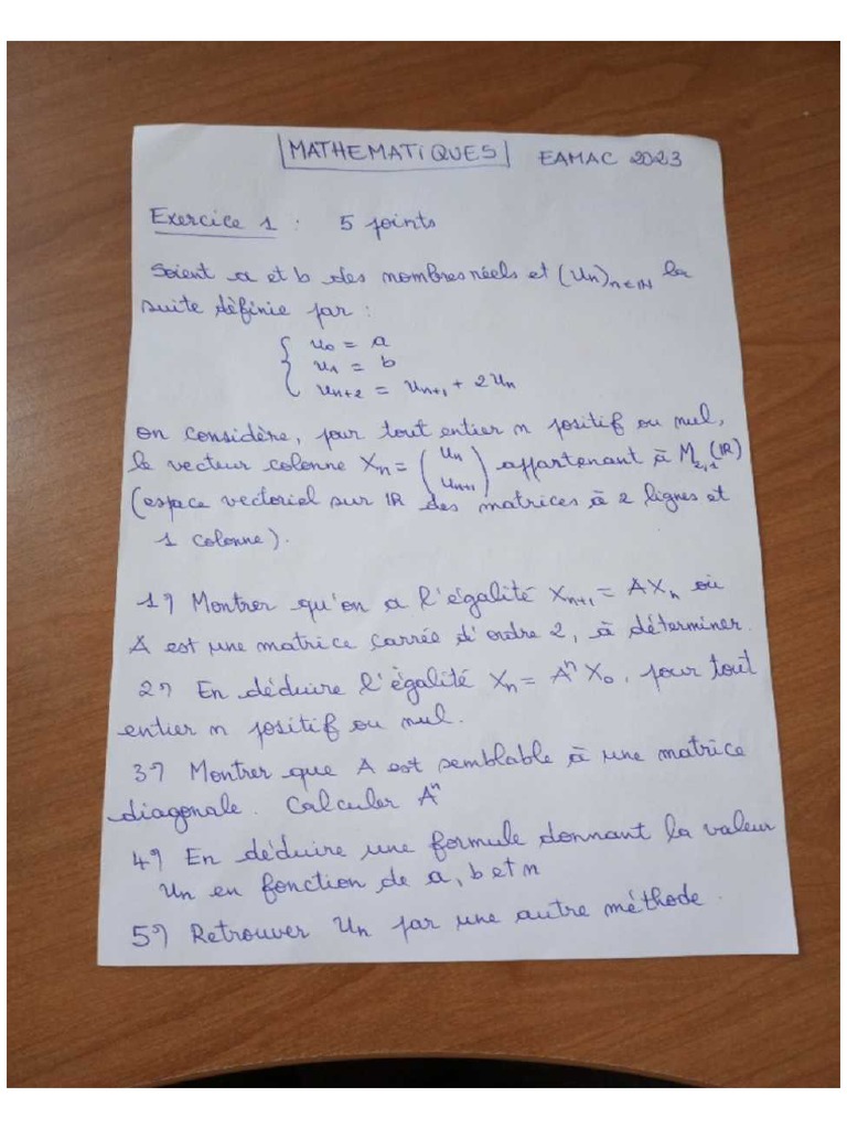 Sujet de Math 1 | PDF