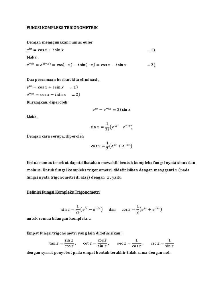 Fungsi Kompleks Trigonometri | PDF | Metode & Bahan Ajar