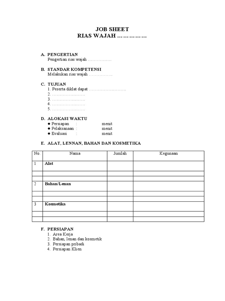 Contoh Job Sheet | PDF