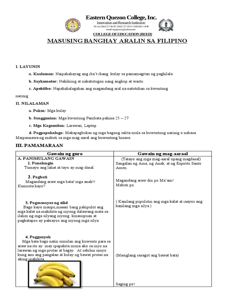 Masusing Banghay Aralin Sa Filipino | PDF