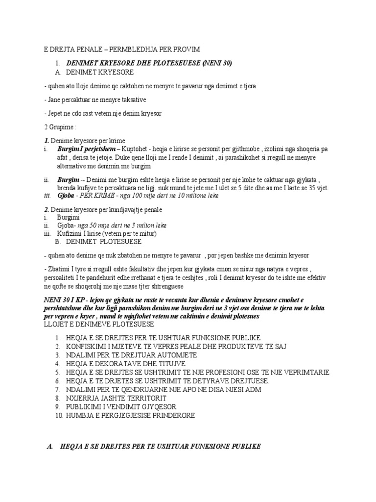 E Drejta Penale (Pjesa e Pergjithshme) Permbledhje Semestri I 2 | PDF