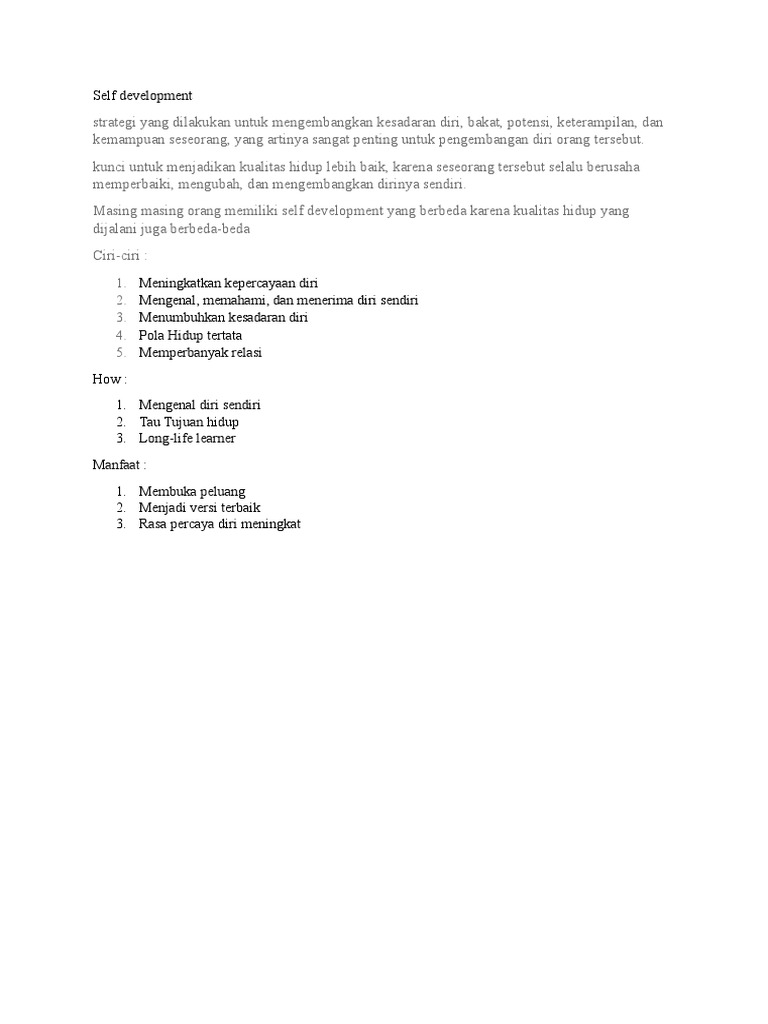 Self Development PSUP | PDF
