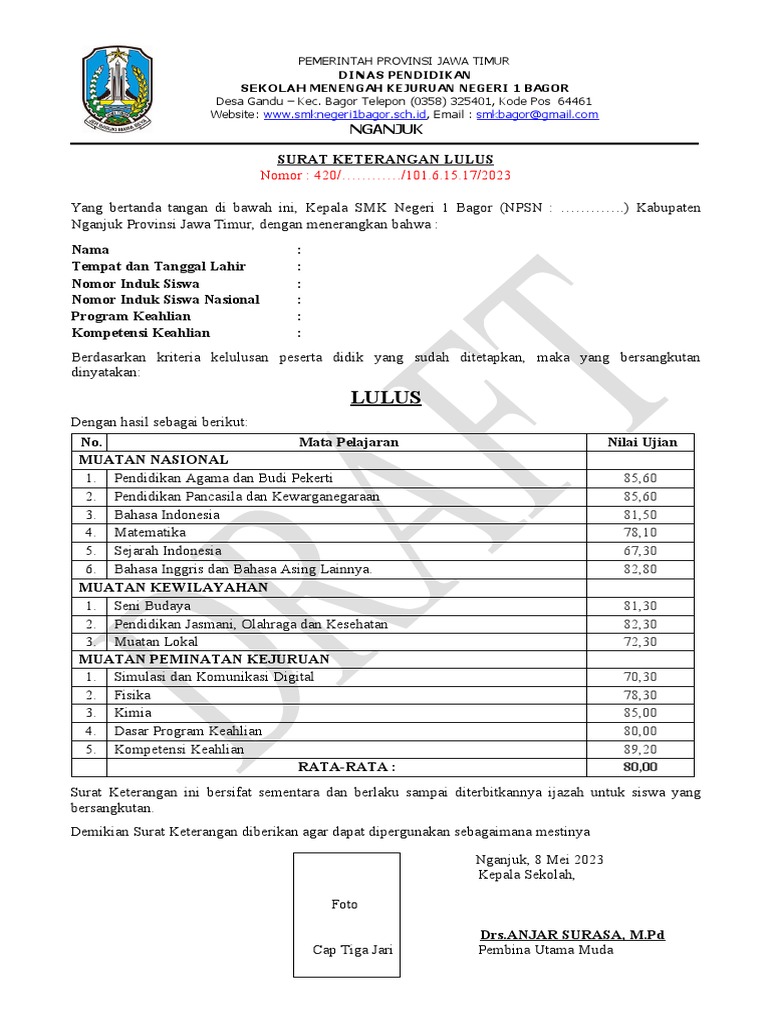 Contoh SKL 2023 | PDF