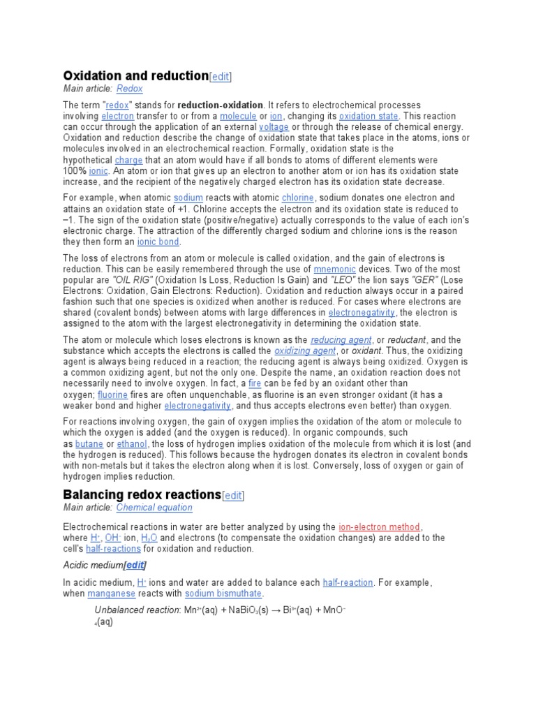 Oxidation and Reduction | PDF | Redox | Ion