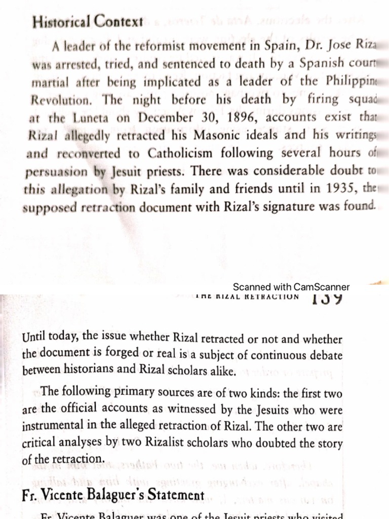 The Retraction of Rizal | PDF