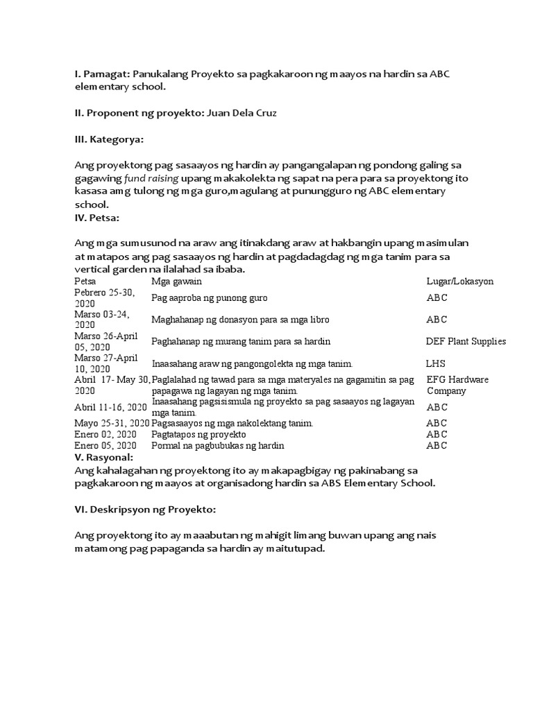 Halimbawa-ng-Panukalang-Proyekto | PDF