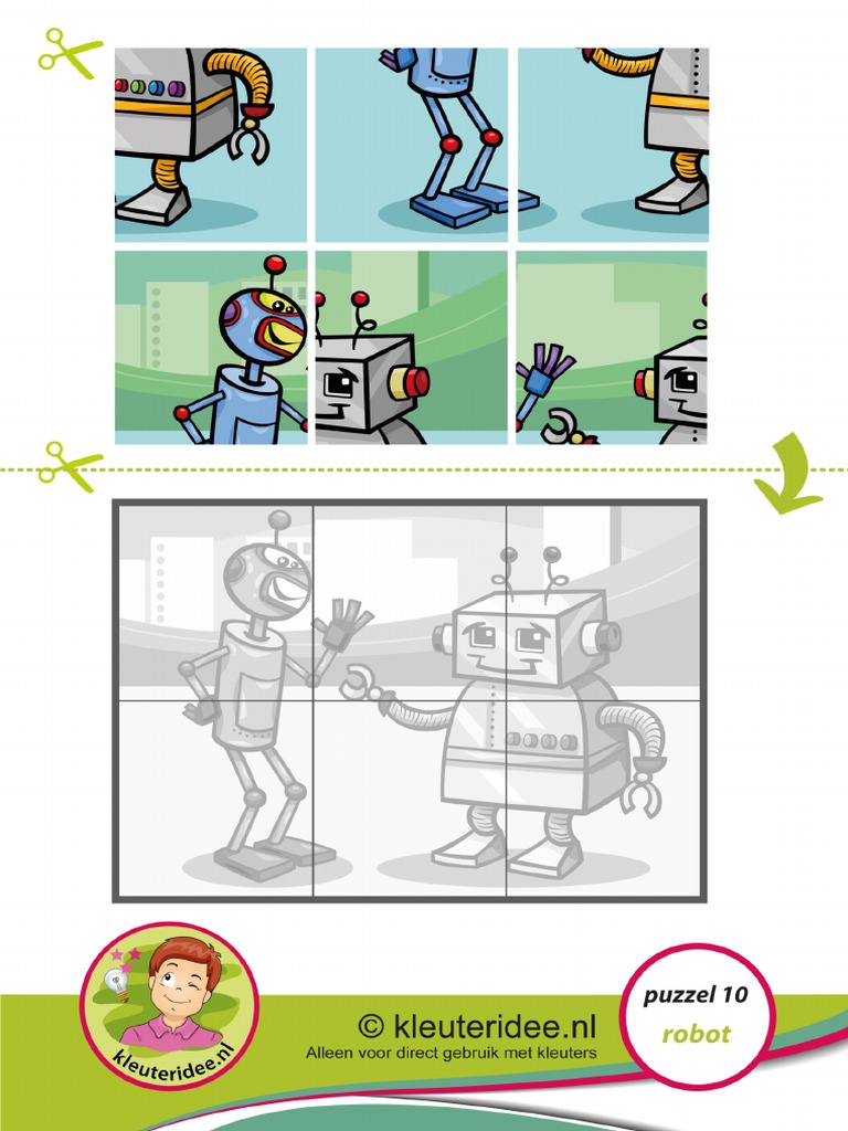 Puzzel Robot, Kleuteridee, Thema Techniek, Preschool Robot Puzzle, Free ...